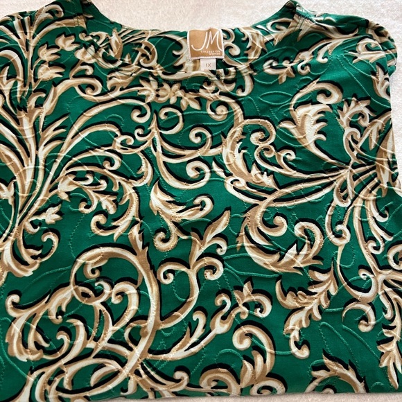 JM Collection | Tops | Jm Collection Green And Gold Patterned Top ...